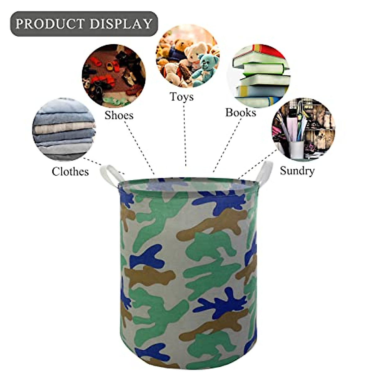 SineGux Collapsible Laundry Basket Large Laundry Hamper Waterproof Foldable Storage Bins Storage Basket with Handles Canvas Nursery Hampers for Laundry Clothes Toy Organizer (Camo Grey)