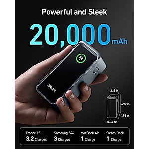 Anker Prime Power Bank, 20,000mAh Portable Charger with 200W Output, Smart Digital Display, 2 USB-C and 1 USB-A Port Compatible with iPhone 15/14/13 Series, Samsung, MacBook, Dell, and More