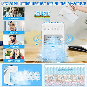 Portable Air Conditioners, 180°Oscillation Mini Air Conditioners, 4 Wind Speed Portable AC, Built-in Ambient Lighti AC Unit, Large Water Tank Air Cooler for Room/Kitchen/Office/Desk