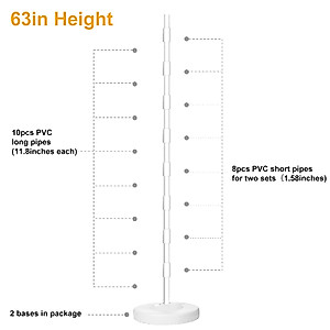 RUBFAC Table Balloon Arch Stand Kit for Wedding, Party, Graduation, Birthday, Photo Booth Decorations - 63 Inches, 2 Count