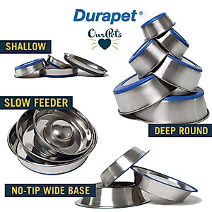 OurPets DuraPet Slow Feed Premium Stainless Steel Dog Bowl, Silver (2040010301)