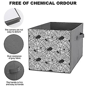 Halloween Spiders and Web Canvas Collapsible Storage Bins Cube Organizer Baskets with Handles for Home Office Car