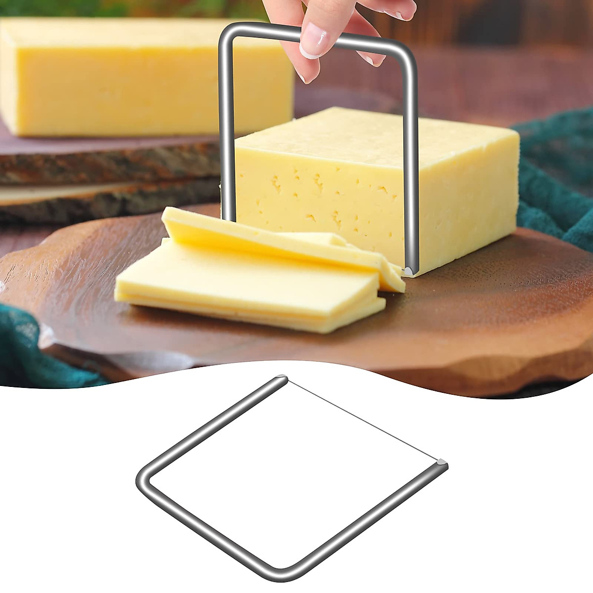 4 Pcs Stainless Steel Cheese Slicer with Wire Cheese Cutter for Kitchen Block Cheese and Butter Slicer Tool (Y Type & U Type)