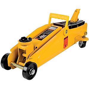 Performance Tool W1614 2 Ton (4,000 lbs.) Capacity Floor Jack Made With Heavy Duty Steel And Swivel Rear Casters
