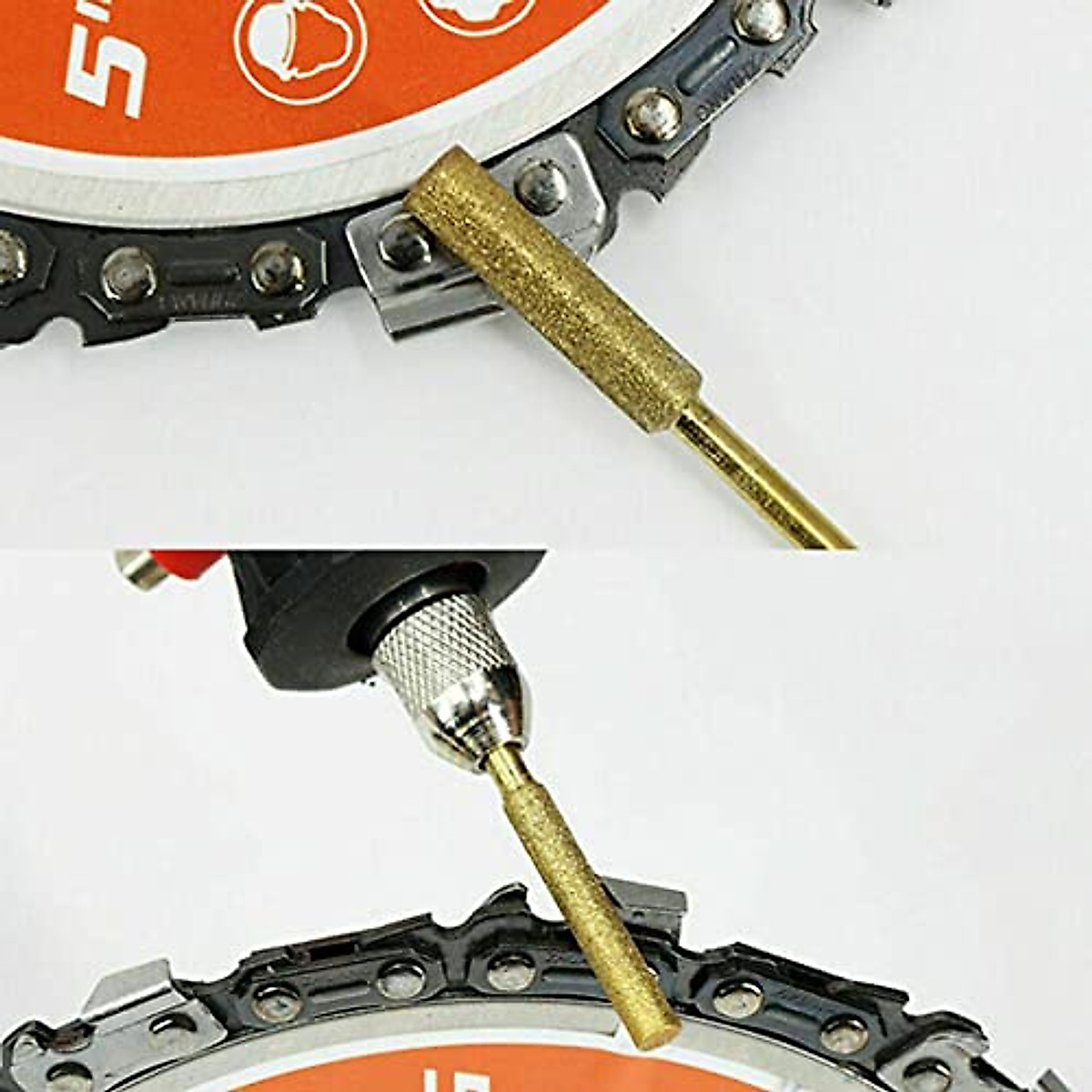 Lutiore Diamond Grinding Chain Saw Electric Saw File Head Electric Saw Sharpener, Diamond Sharpening Wheels Burr Grinding Stone File Polishing Grinding Tool for Electric Chain