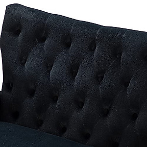 HULALA HOME Velvet Loveseat Sofa with Wingback & Gold Legs, Modern Button-Tufted 2-Seater Sofa for Living Room Bedroom, Comfy Upholstered Small Love Seat Couch, Black