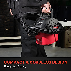 Shop-Vac Wet Dry Cordless Vacuum Cleaner, 8.0 Peak Kpa Cordless Vacuum Cleaner with Collapsible Handle Wall Bracket & Multifunctional Attachments, Portable Compact Shop Vacuum for Home, Car, Jobsite