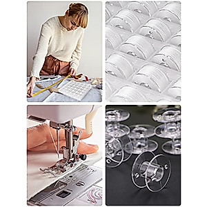 ilauke 36pcs White Sewing Thread 60WT Size A Prewound Bobbin Thread with Bobbin Case, Polyester Thread for Brother Singer BabyLock Janome Machines DIY Embroidery Thread