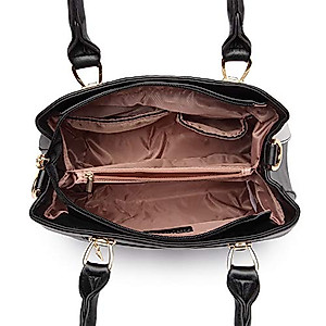 MISS LULU Fashion Shoulder Bags for Women Ladies Handbag Tote Bags Classic Crossbody Bag Satchel Purse Top Handle Bag Black