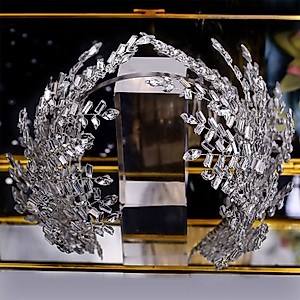 TFANUO Bridal Headpieces for Wedding Women Rhinestone Headband Crystal Tiara Wedding Silver Bridal Hair Accessories