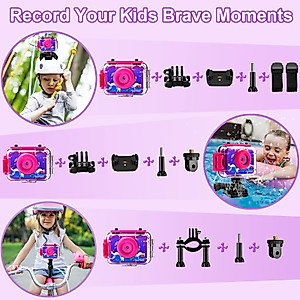 GKTZ Kids Camera - Waterproof Underwater Camera for Kids, Christmas Birthday Gifts for Girls Age 3-12, 1080P HD Children Digital Action Camera, Pool Toys for Kids Age 4-12