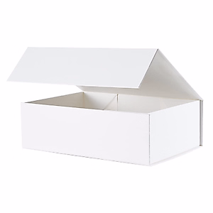 FOCCIUP 11x7.8x3.5 Inches White Gift Box with Magnetic Lid Collapsible Groomsman Shirt Boxes for Clothes Gift Wrap