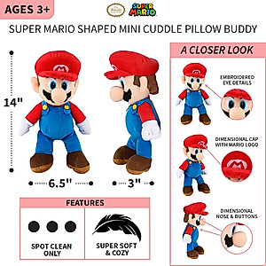 Franco Kids Bedding Soft Plush Mini Cuddle Pillow Buddy, One Size, Super Mario,PC1338