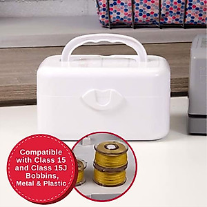 SINGER | Bobbin Winder For Sewing Machines - For Class 15 and 15J Bobbins - Simple & Portable - Battery Powered With Included Power Adapter , White