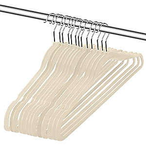ZOYER Premium Velvet Hangers (50 Pack, Ivory) Non-Slip Clothes Hangers - Strong and Durable Suit Hangers - Space Saving Coat Hangers, 360 Degree Rotatable Hook Pant Hangers.