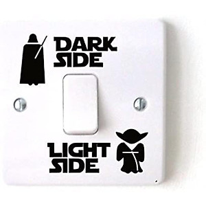 Dark Light Side Switch Vinyl Decal Sticker Child Room Lightswitch Wall Sticker (Set of 2, 1.5" X 1.5")