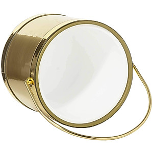 Hand Made In USA Brushed Gold Double Walled 3-Quart Insulated Ice Bucket With Ice Tongs (Metallic Deco Collection)