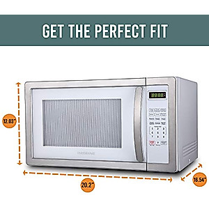 Farberware Countertop Microwave 1000 Watts, 1.1 cu ft - Microwave Oven With LED Lighting and Child Lock - Perfect for Apartments and Dorms - Easy Clean White, Platinum