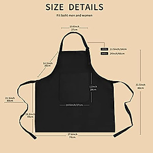 Yhywcy Bib Apron Adjustable Black Apron for Men Women Kitchen Apron Cooking Apron Service Apron Work Apron Nail Styling Apron (3pcs With pockets)