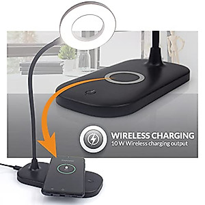 Newhouse Lighting Zlata Painted Black Plastic Tap or Touch Switch Dimmable and Adjustable Color Temperature Office Desk Lamp with 21 LEDs and USB Port