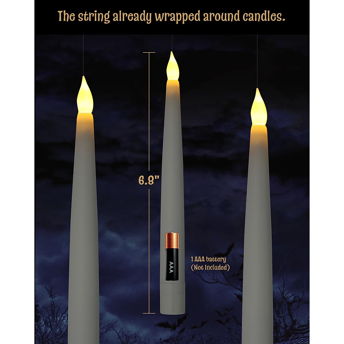 Bomivix 20pcs Christmas Decorations Flameless LED Floating Candles with Magic Wand Remote - Floating Hanging Home Decorations for a Spooky Atmosphere-Perfect for Festive Home Display