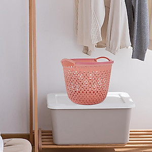 HOLIDYOYO Flexible Laundry Baskets, Hollow Plastic Laundry Hamper with Handles Round Clothes Washing Bins Sundries Organizer for College Dorm Laundry Room