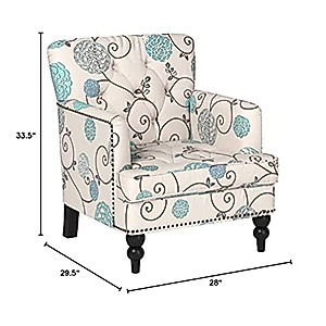 Christopher Knight Home Harrison Fabric Tufted Club Chair, White / Blue