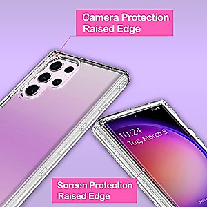 Coolwee Crystal Clear Full Protective Case for Galaxy S23 Ultra - 6.8" Heavy Duty Hybrid 3 in 1 Rugged Shockproof Women Girls for Samsung Galaxy S23 Ultra 6.8 inch Transparent