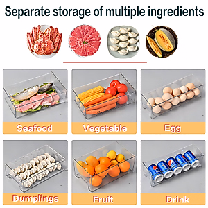 Eanpet 4Pack Fridge Drawer Organizers and Storage Clear Pull Out Drawers for Vegetable Fruit Container for Refrigerator organizer Bins with Handle Stackable Produce Saver Pantry Organization