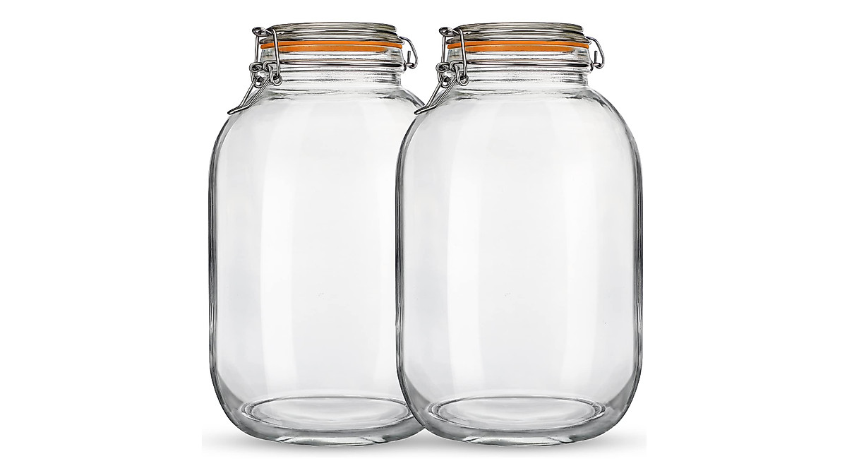 Qianfenie Airtight Glass Jars - Secure 1 Gallon Storage