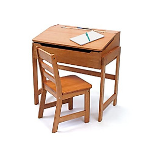 Lipper International Child's Slanted Top Desk & Chair, Pecan Finish