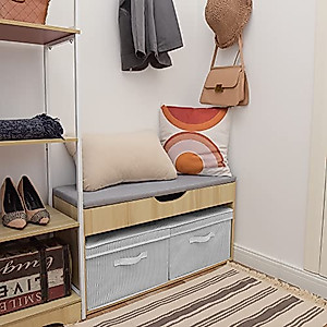 GRANNY SAYS Fabric Storage Boxes, Large Storage Bins with Lids, Toy Storage Organizer, Closet Storage Baskets for Shelves Organizing Bookcase Entryway Wardrobe, Gray/White, 2-Pack