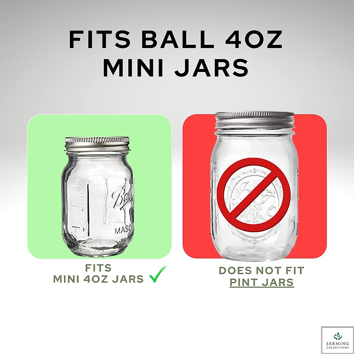 Mini Mason Jar Spice Lid Pack - Set of 12 White Polypropylene Plastic Mason Jar Lids, 48mm BPA-Free Plastic Lids for Mason Jars, Spice Jar Lid Set Made in the USA, Non-Rusting Jar Lids for Spices