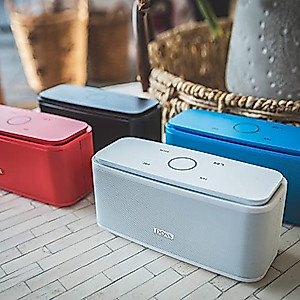 DOSS SoundBox Touch Wireless Bluetooth Speaker with 12W HD Sound and Bass, IPX5 Water-Resistant, 20H Playtime, Handsfree, Portable for Office, Home, Outdoor, Travel-White