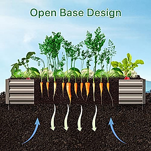 Raised Garden Bed, Galvanized Raised Garden Beds Outdoor for Vegetables Flowers Herbs, Steel Planter Box with Metal Fix Stakes Raised Garden Bed Kit with 2Pcs Tomato Cage and 1Pc Gloves, Brown 8×4×1FT