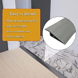Vinyl-Door-Transition-Threshold-Strip Self-Adhesive, Floor/Carpet-to-Tile-Transition-Strip Reducer, Doorway Edge Trim for Laminate Floor Mat Vinyl Tile (Grey, 36in)