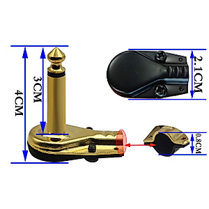 zdyCGTime DIY 6.35MM 1/4" Mono Male 90 Degree Right Angle Pancake Style Plugs Connectors for Speaker,Patch Cable,Snakes Golden Plated TS Male Mono 1/4 Inch Phono 6.35mm Phone Microphone Plug(4 pack)