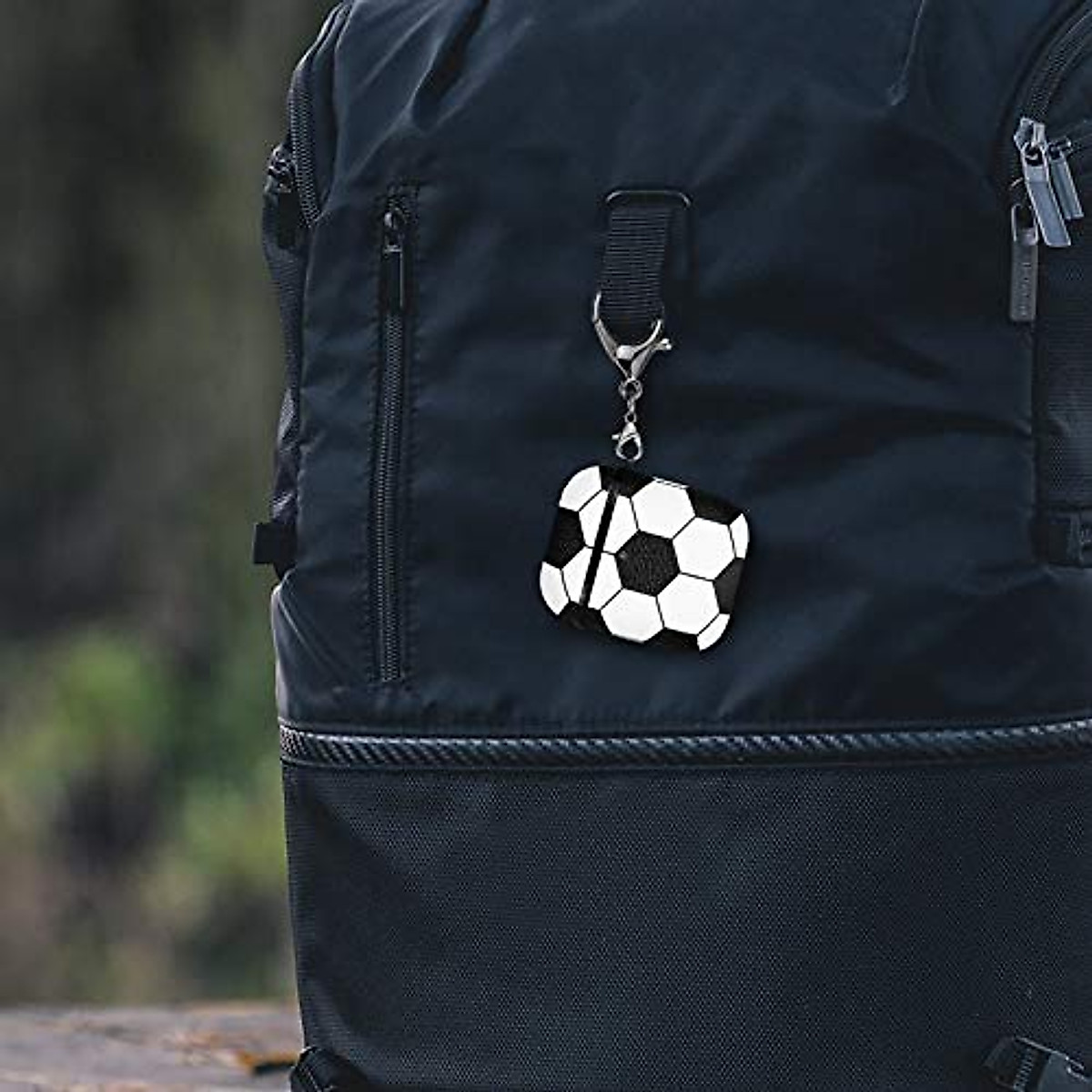 Airpods Case Cover,Durable Full Protection Soccer Design Airpods 1&2 Case Cover,with Keychain Front LED Visible