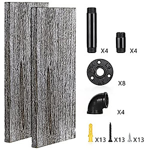 LIANTRAL Floating Wall Shelves, Industrial Pipe Bracket Rustic Farmhouse Hanging Wood Shelf for Bedroom Living Room (2, Gray-Whitewash)