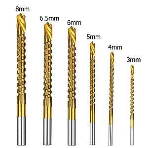 PERFACTOOL 6Pcs Titanium Nitride Coated Twist Drill Bits Set Straight Shank, 4241 high-Speed Steel,135 Degree Tip,Cobalt Drill bit Set Power Tool for Hardened Metal, Stainless Steel, Plastic and Wood