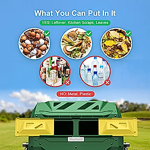 Compost Tumbler Bin Composter Dual Chamber 43 Gallon (Bundled with Pearson's Gardening Gloves)
