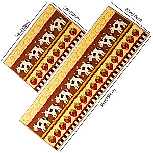 SCENNEW Kitchen Rugs and Mats Non Slip Kitchen Mats Large Size Floor Runner Long Mat, 20''x32''+20''x59'', Strawberry