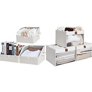 StorageWorks 3-Pack Foldable Trapezoid Storage Bins with 3-Pack Closet Storage Bins