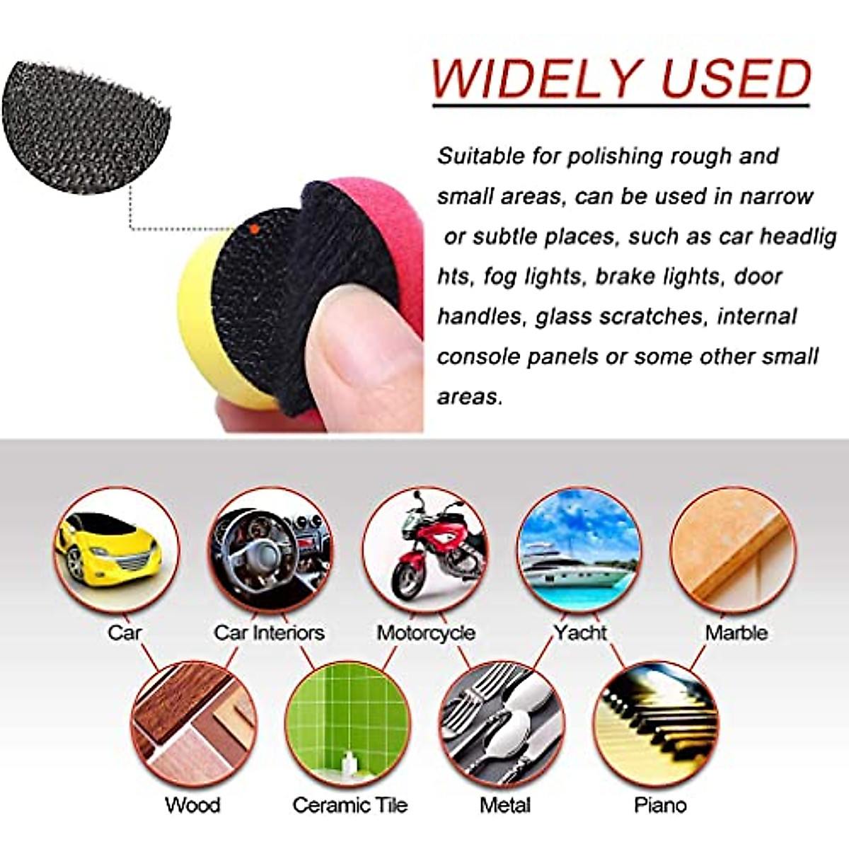 SI FANG 22 Pcs Mini Buffing Polishing Pads Kit, Car Detail Mini Polisher Foam Pads for Rotary Tools Tight Area Detailing Polishing Waxing & Sealing Glaze, Car Headlights Door Handles Scratch