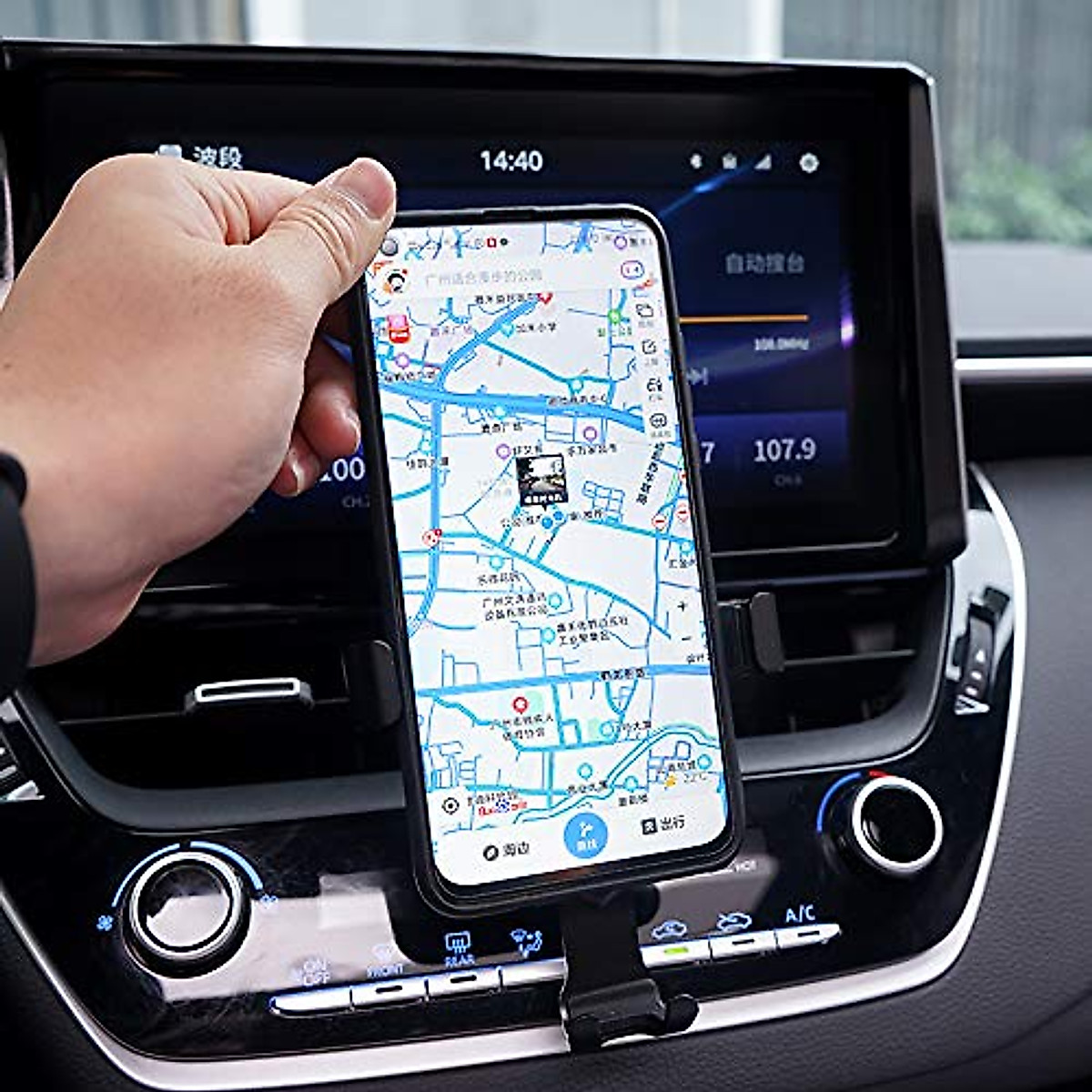 Beerte Car Phone Holder fit for Toyota Corolla 2020-2023,Corolla Cross 2022-2023,360 °Rotation Adjustable Car Air Vent,Auto Dashboard Cell Phone Mount fit for Any inches Mobile Phone (Alloy-Black)