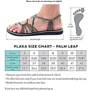 Plaka Palm Leaf Flat Summer Sandals for Women | Perfect for The Beach Walking & Dressy Occasions | Turquoise Gray | Size 8