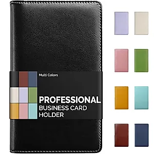Sooez Leather Business Card Book Holder, Professional Business Cards Book Organizer, 240 Card Capacity PU Name Card Credit Cards Book Holder Booklet (Black)