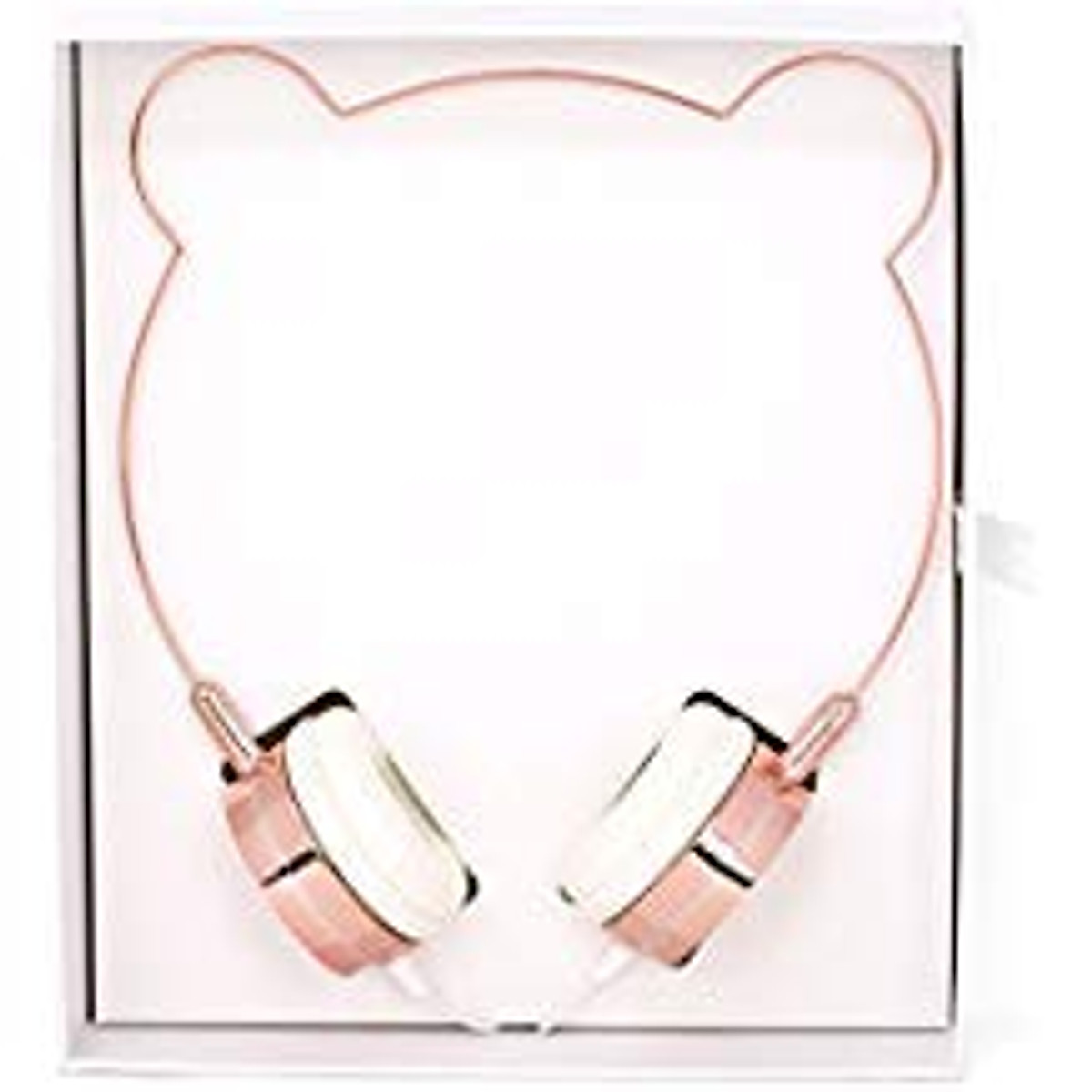 Lux Accessories Rose Gold Bear Ears Headphones Wire Frame Headset w Microphone