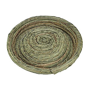 Handwoven Straw Hatching Breeding Cave Bird Nesting Box Flat Base Grass Nest for Parrot Macaw African Greys Budgies Hamster Gerbil Chinchillas Bed House (L)