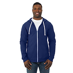 Fruit of the Loom Men's Lightweight Cotton Full-Zip Hoodie, Admiral Blue, Small